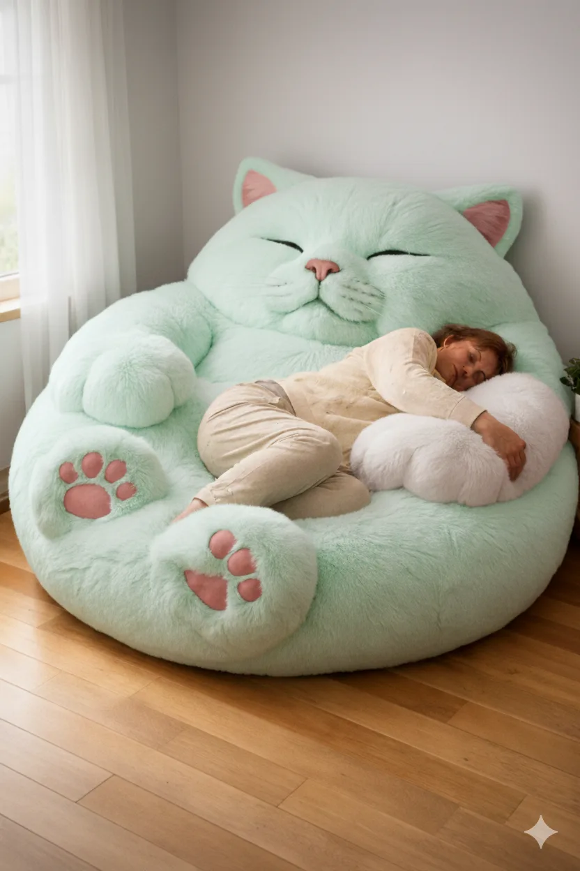 Plush Comfort Redefined - Discover the Magic of the Fluffy Cat Bean Bag